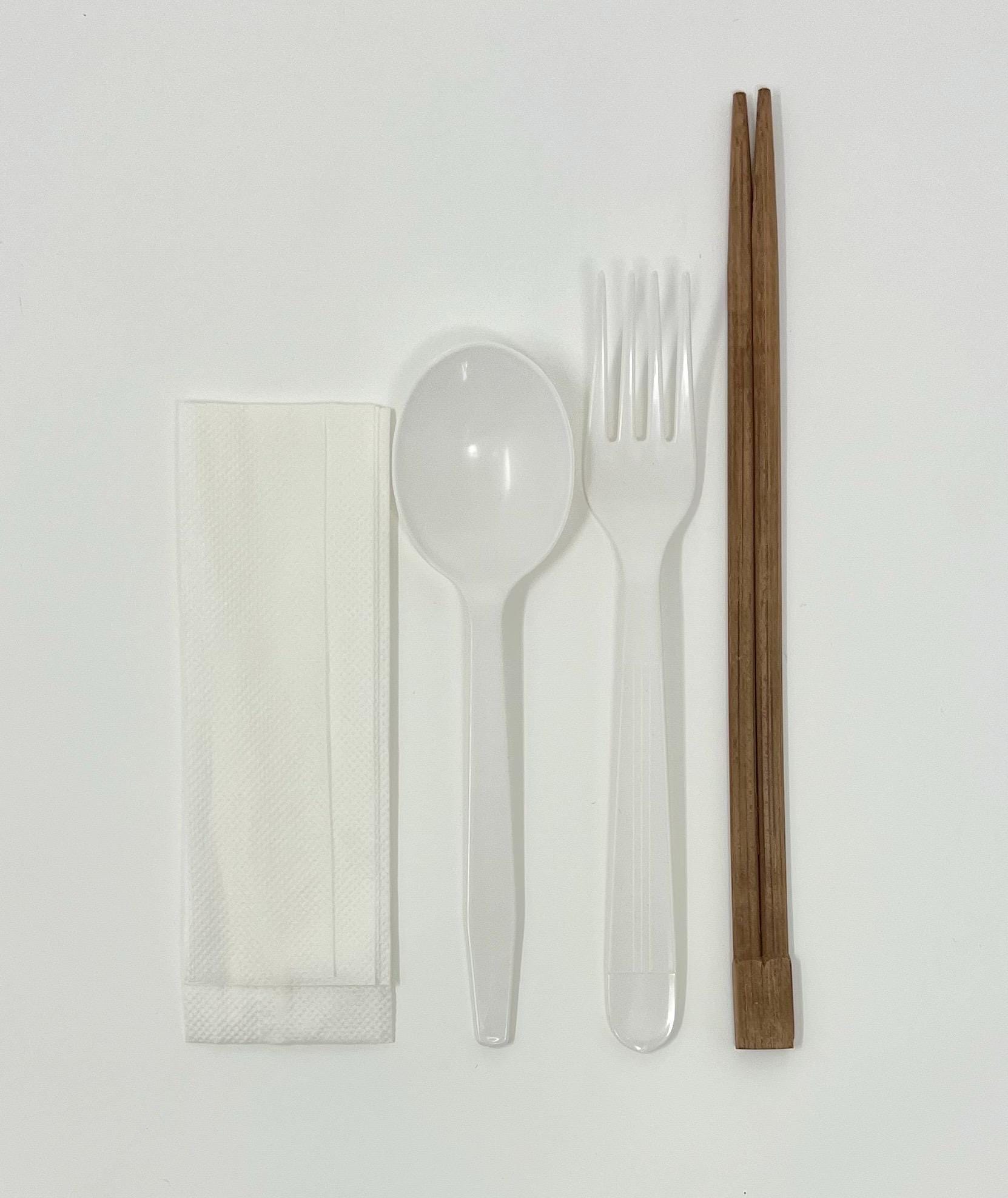 Premium Disposable Cutlery Set (25set) - Spoon, Fork, Chopsticks ...