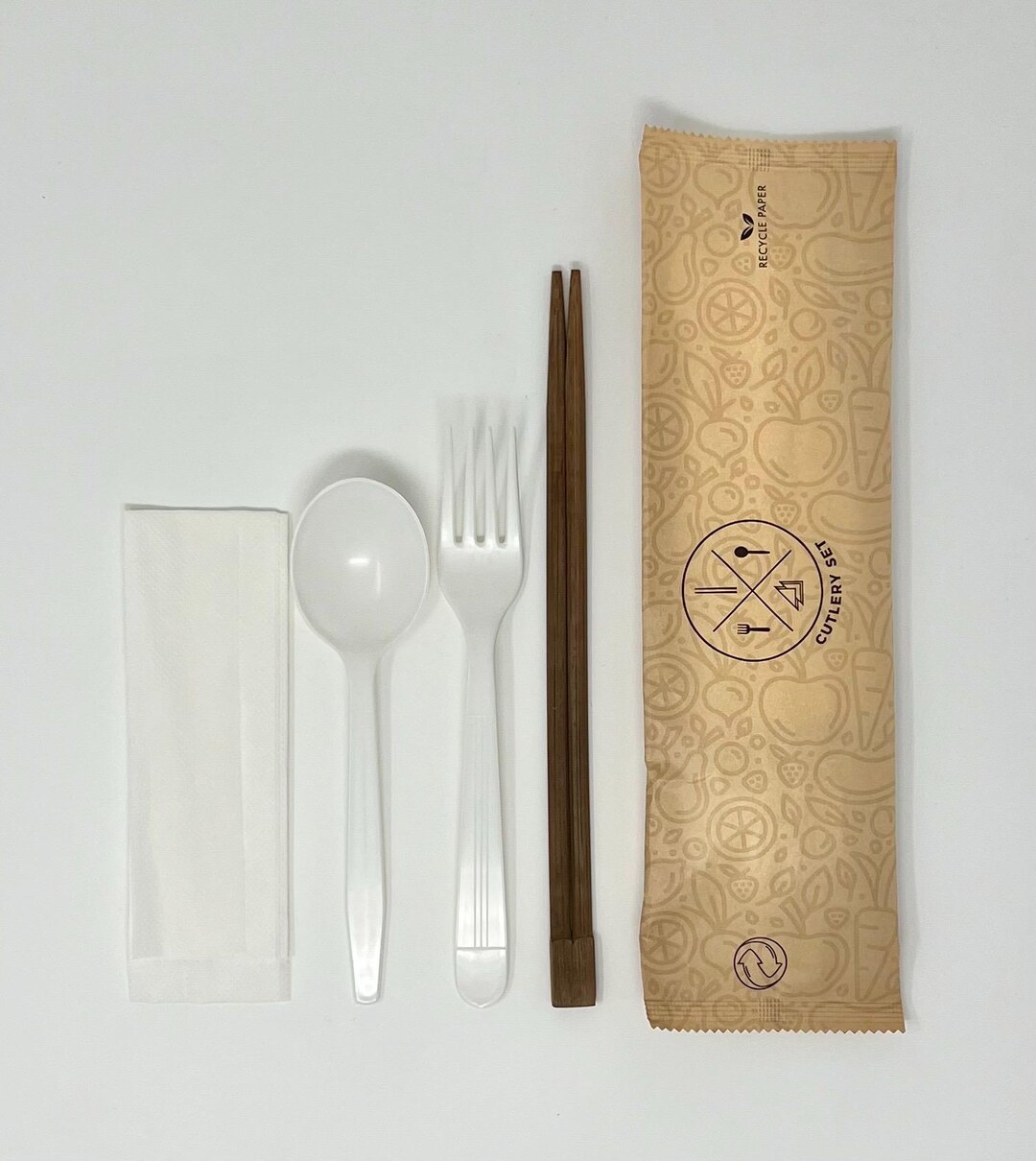 Premium Disposable Cutlery Set (25set) - Spoon, Fork, Chopsticks ...