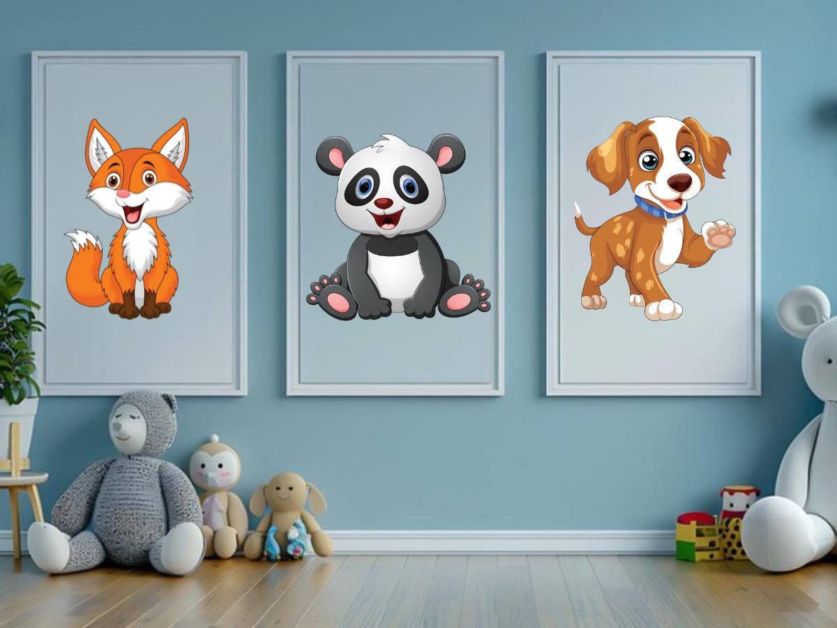 Adorable Baby Animal Posters & Stickers Bundle - Digital Printable Art ...