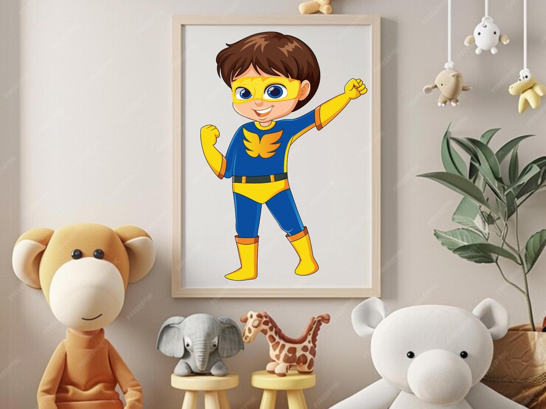 Excited Superhero Boy Digital Printable Poster - Fun Kids Wall Art ...