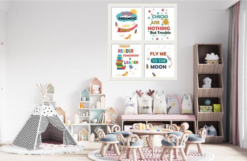 Fun Kids Printable Poster Pack - Digital Motivational Quotes & Cute Art ...