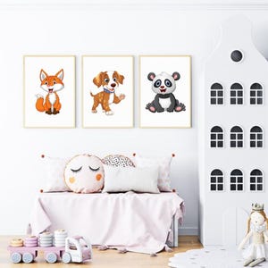 Cute Fox Cartoon Digital Printable Poster & Sticker | Nursery Fox Wall ...