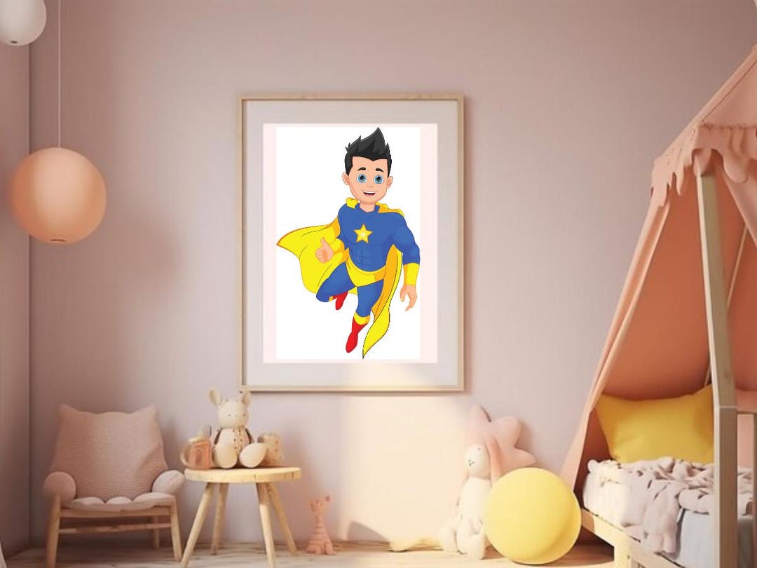 Digital Superhero Poster & Sticker Printable | Star Hero Kids Room ...