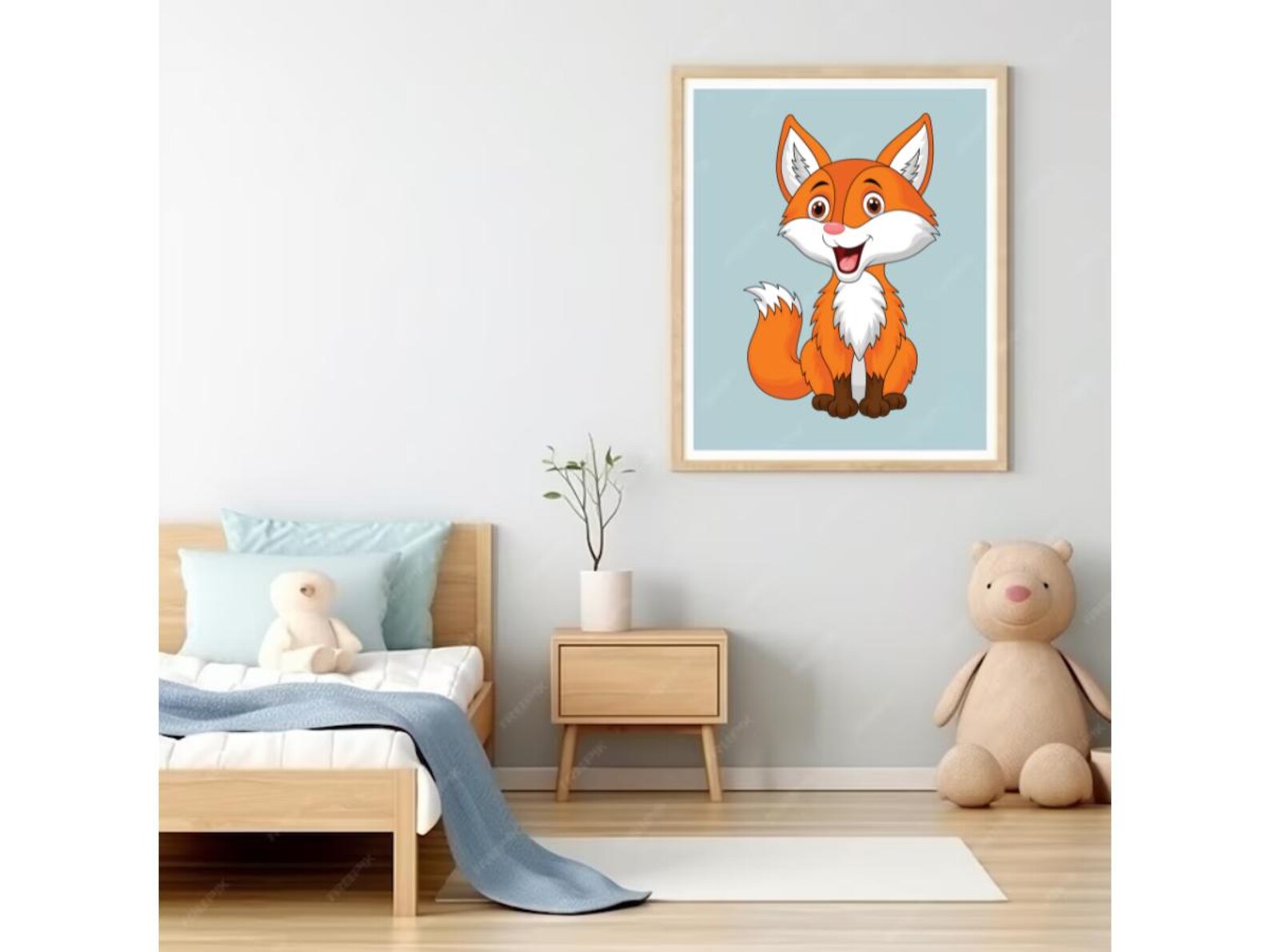 Cute Fox Cartoon Digital Printable Poster & Sticker | Nursery Fox Wall ...
