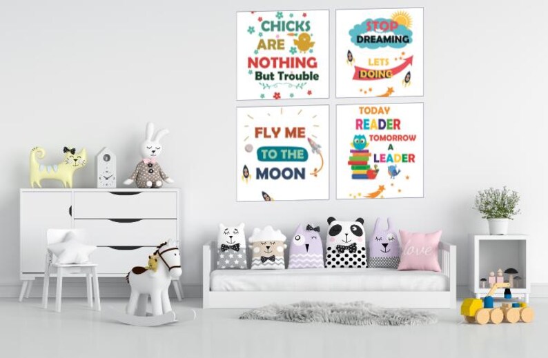 Fun Kids Printable Poster Pack - Digital Motivational Quotes & Cute Art ...