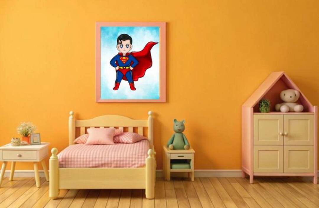 Superman-inspired Chibi Poster – Instant Download for Nursery Decor ...