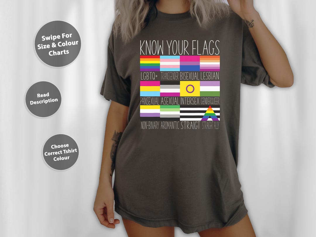 Know Your Flags LGBTQ Gay Pride Flag Transgender T-shirt, Sweatshirt, Hoodie, Tote Bag 13781 - Etsy