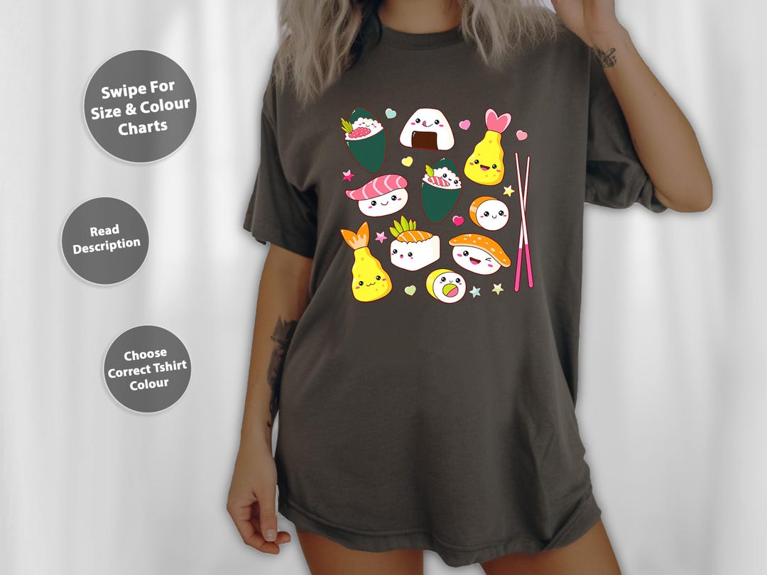Sushi Anime Kawaii Set Japanese Food Lover Funny Men Women T-shirt ...