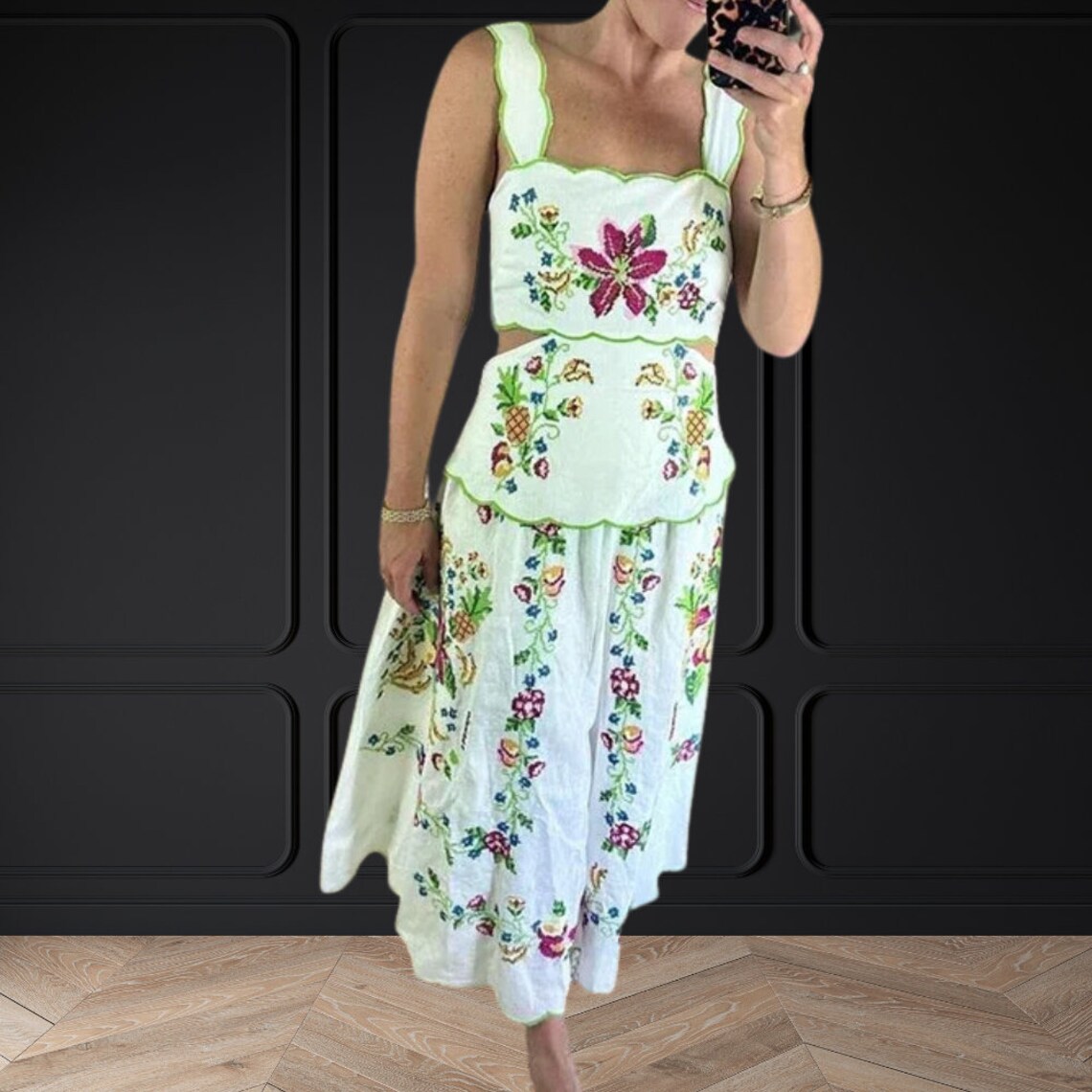 Elegant Print Dress for Women Beach Hollow Out Sleeveless Long Dress - Etsy