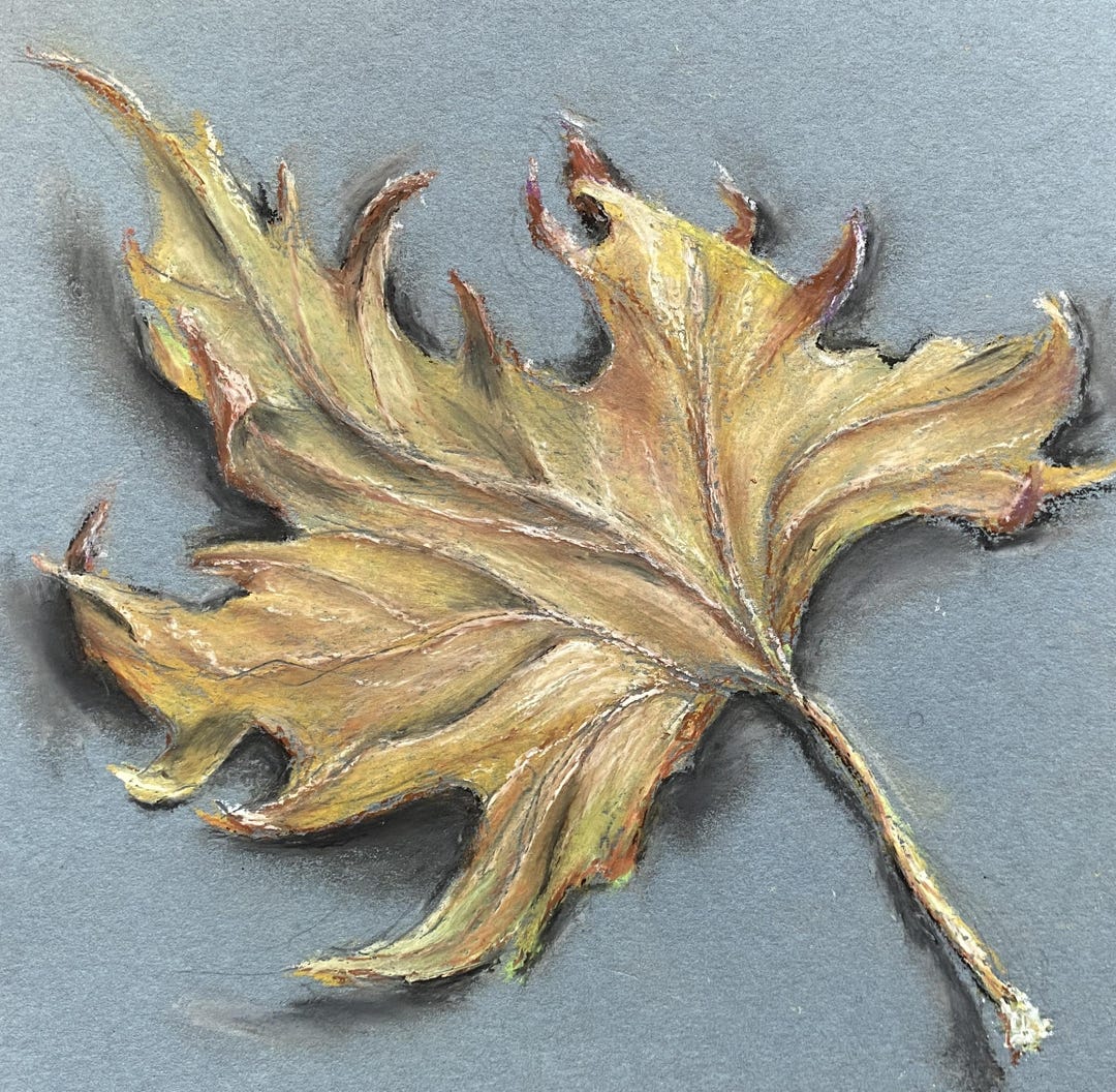 Leaf | Oil Pastel | Painting - Etsy