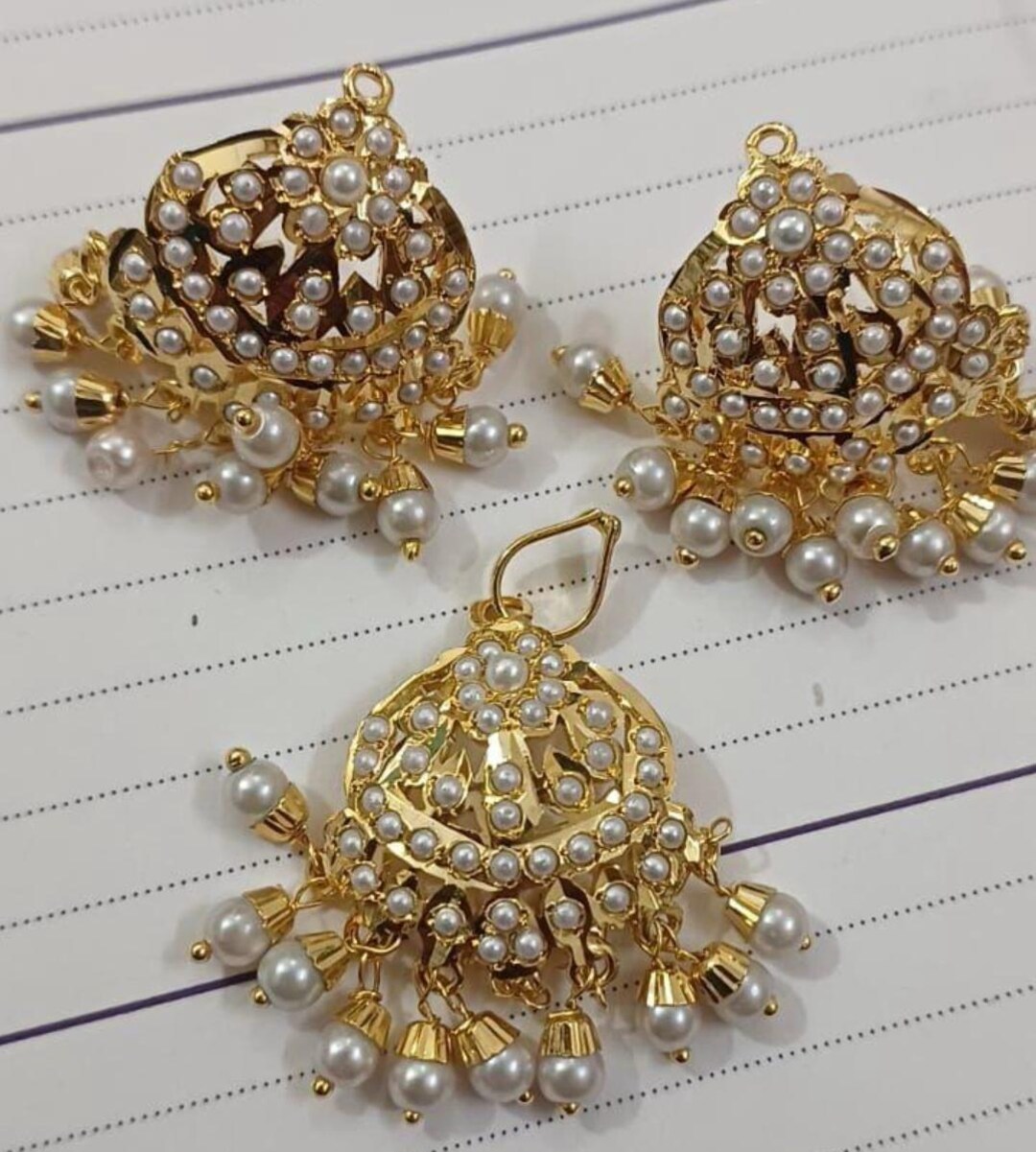 Handcrafted Indian Jadau Jewelry Set - Pearls and Intricate Details for ...