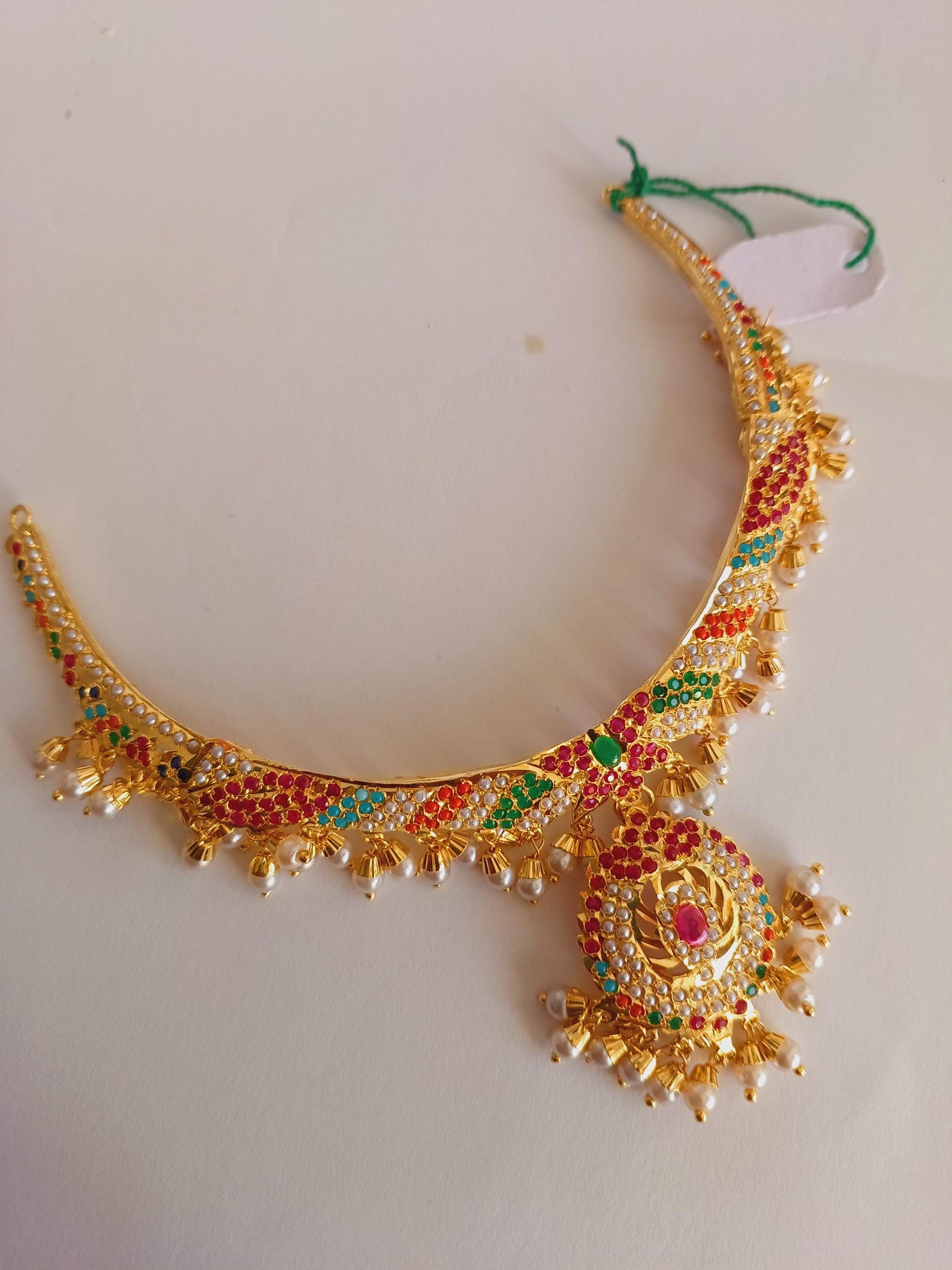 24K Gold Plated Navratan Jadau Necklace Set – Indian Bridal Kundan ...