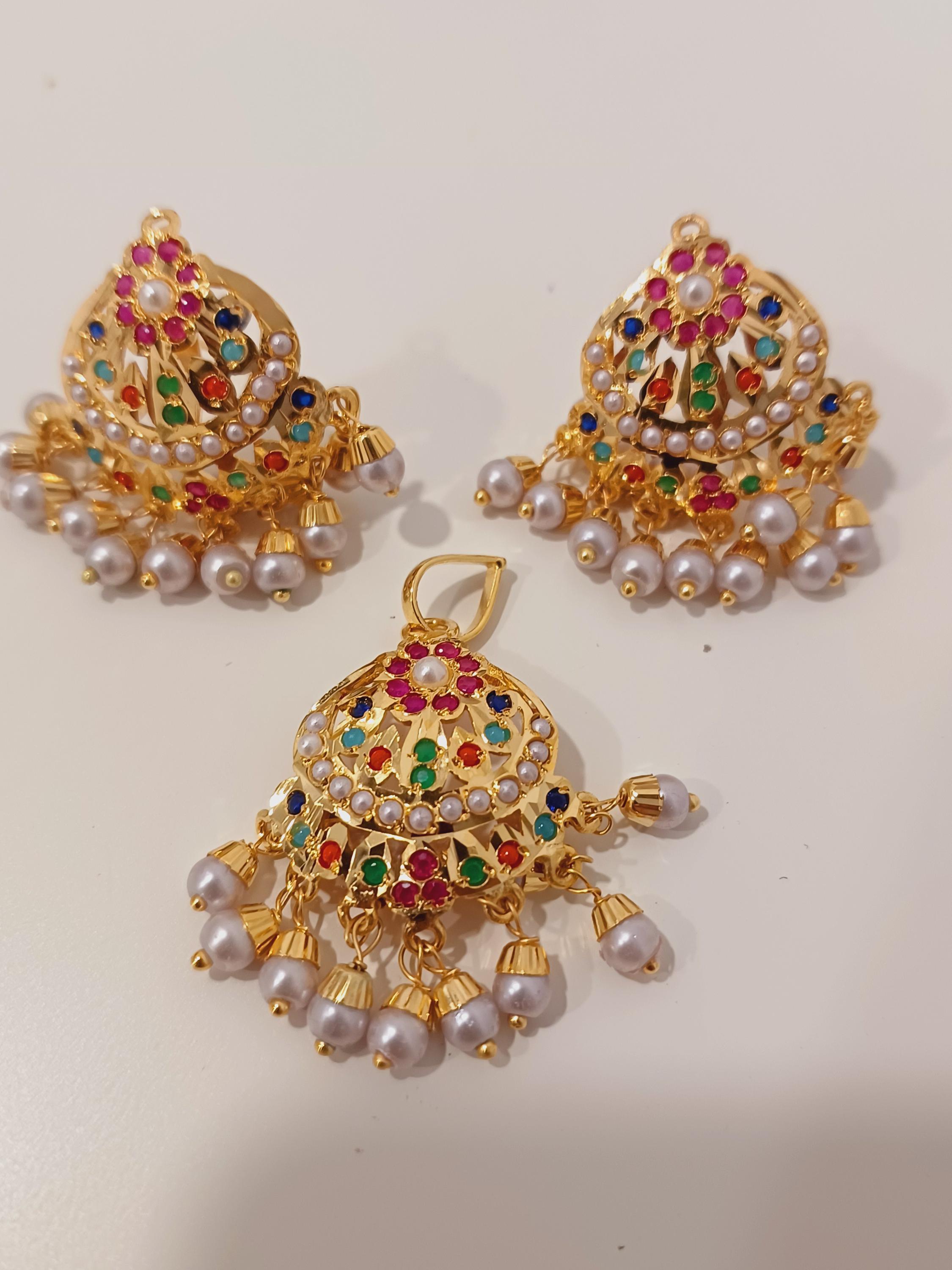 Handcrafted Indian Jadau Jewelry Set - Pearls and Intricate Details for ...