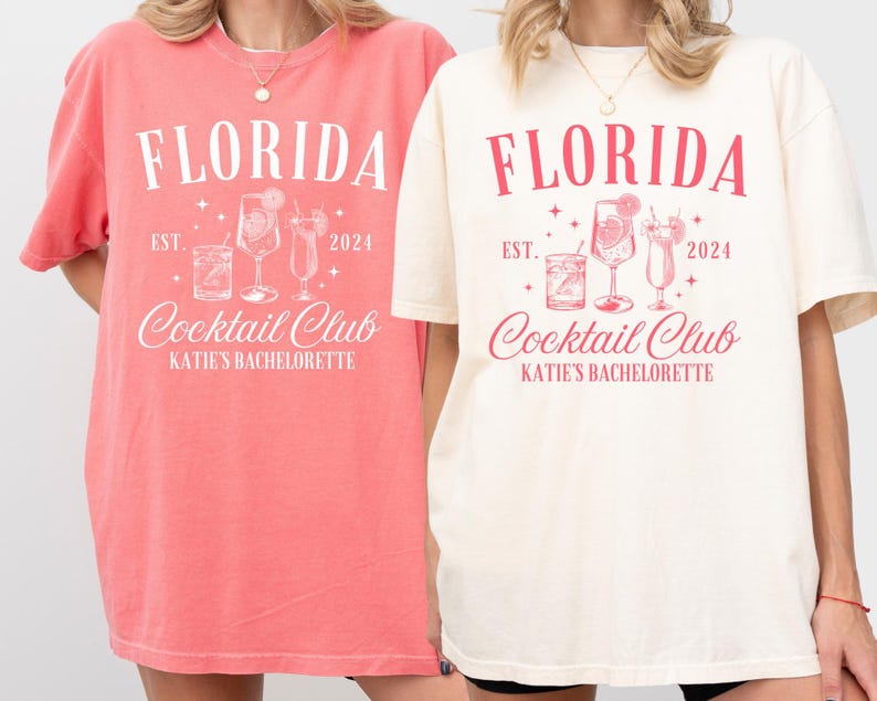 Florida Bachelorette Comfort Colors® Custom Shirt, Florida Cocktail ...