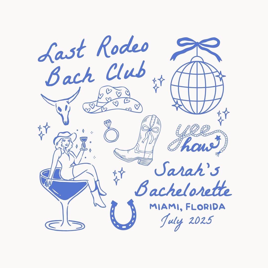 CUSTOM Last Rodeo Cocktail Club Bachelorette Logo Png, Personalized ...