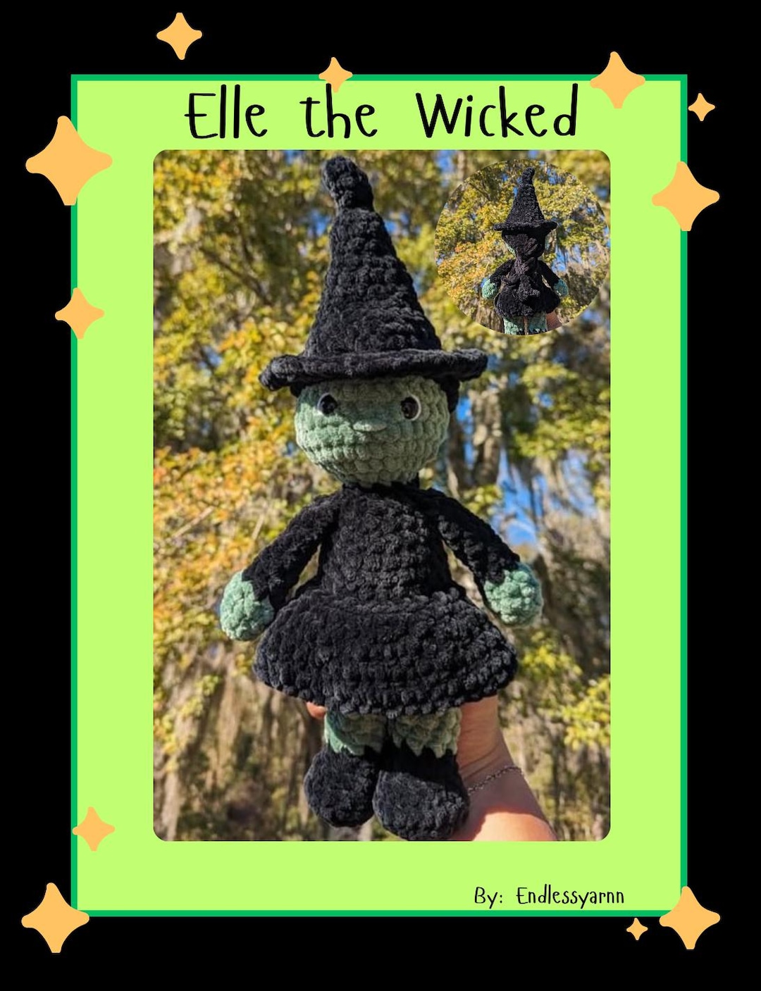 Elle the Wicked Crochet PDF Pattern, Crochet Witch PDF, Crochet Doll ...