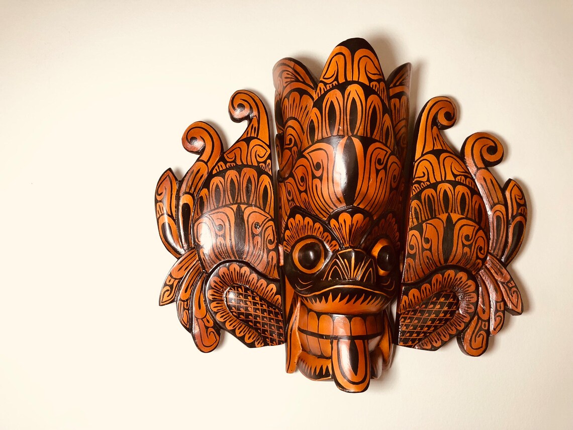 Traditional Sri Lankan Wooden Mask , Wall Decor , Bar Mask, Tiki Bar ...