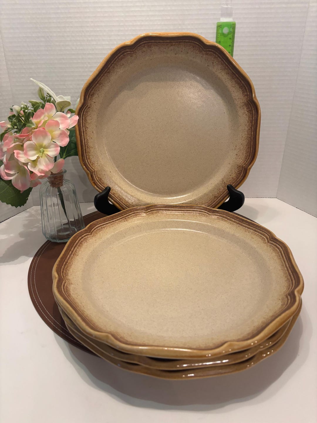 Set of 4 Vintage Mikasa Whole Wheat E8000 10 3/4" Stoneware Dinner ...