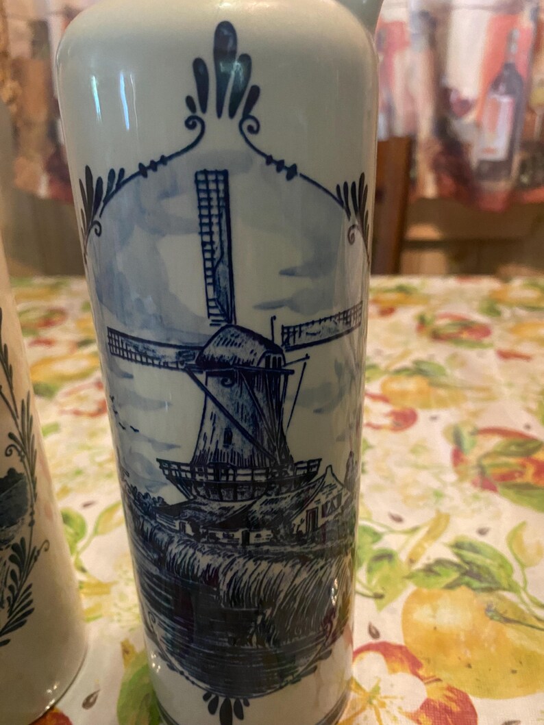 2 Delft Blue, Made in Holland, Handled Liquor Bottles, Handmade, Blue ...