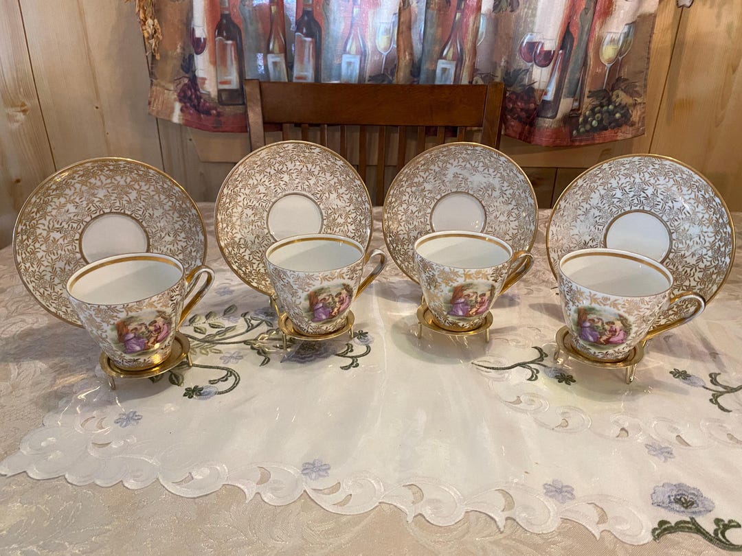 4 Kahla Madonna and Child Portrait Tea Cups With Saucers, German Made - Etsy