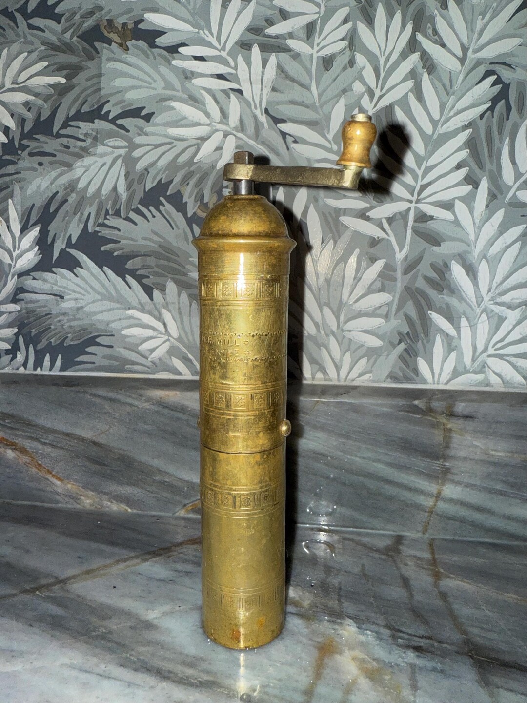 Antique Brass Pepper Mill | Greek Grinder Decor | Vintage Greek Heavy ...