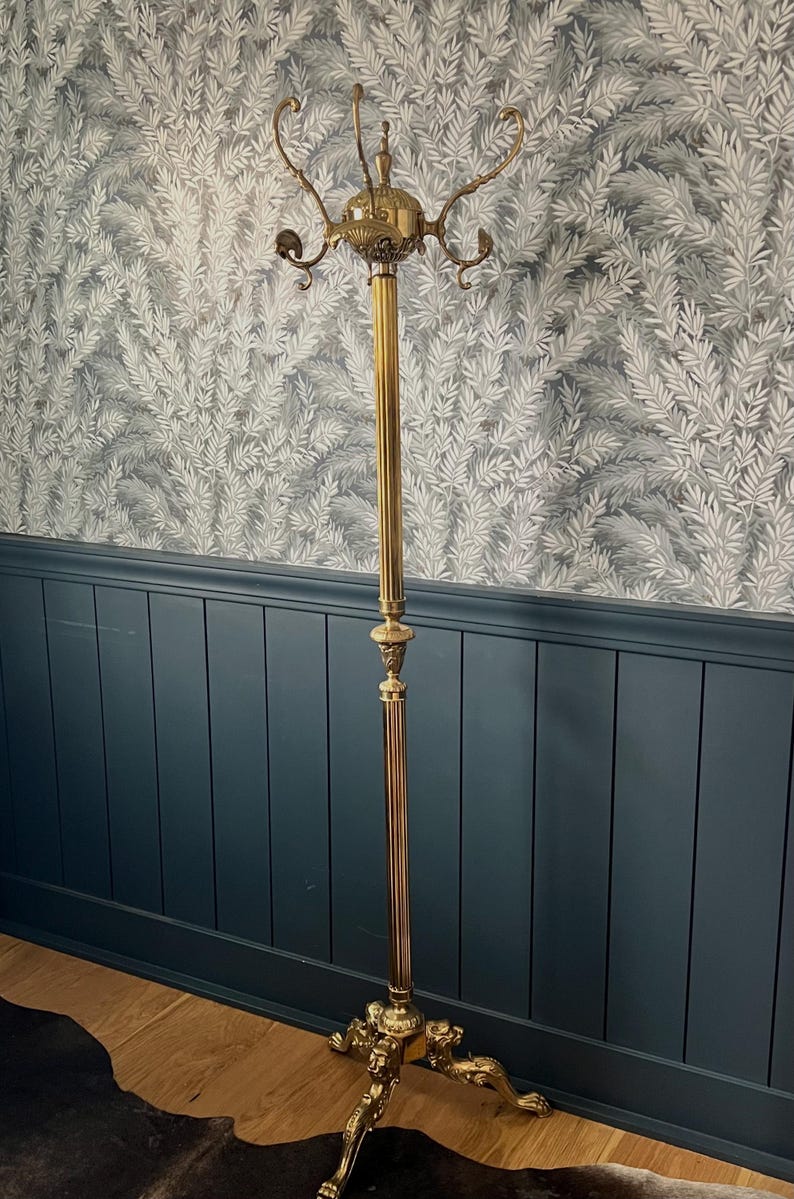 Vintage Italian Brass Standing Coat Rack With Lion Head Base - Etsy