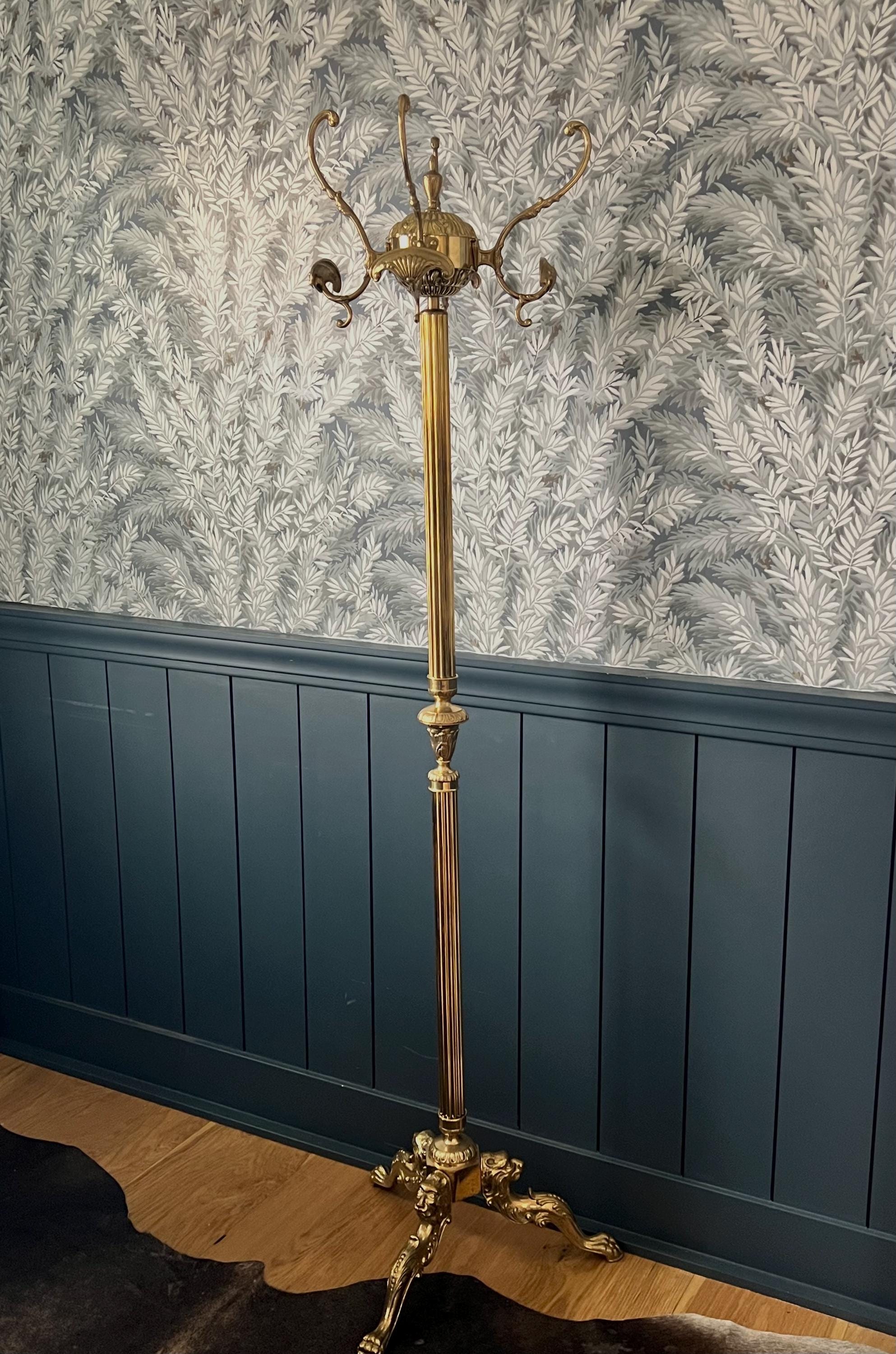 Vintage Italian Brass Standing Coat Rack With Lion Head Base - Etsy