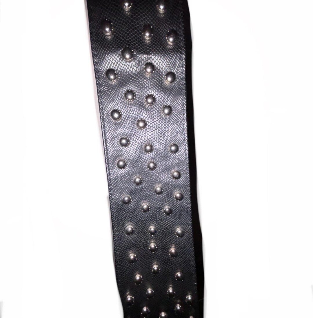 Womens Black Gothic Silver Studded Belt Wide Fit OSFM Adjustable Fit ...