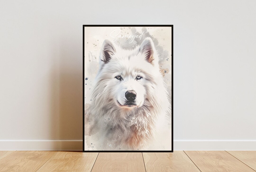 Samoyed Poster, Dog Poster, Samoyed Print, Dog Wall Art, Personalised Dog Photo, Dog, Samoyed ...
