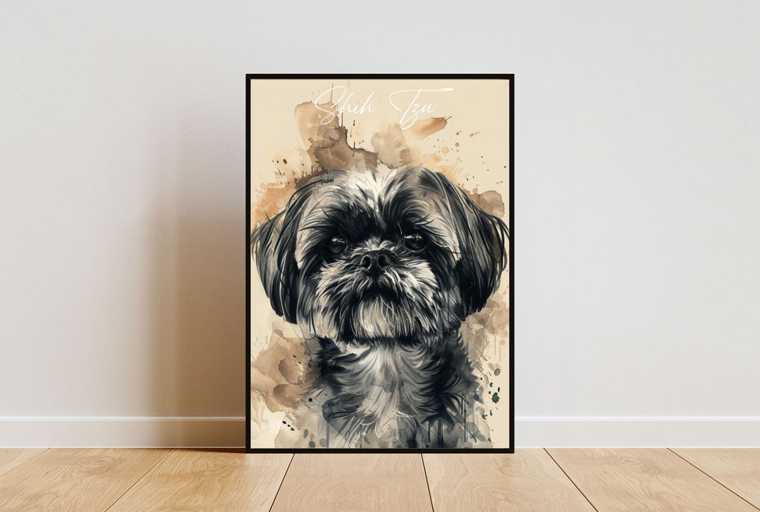 Shih Tzu Poster, Dog Poster, Shih Tzu Print, Dog Wall Art, Personalised ...