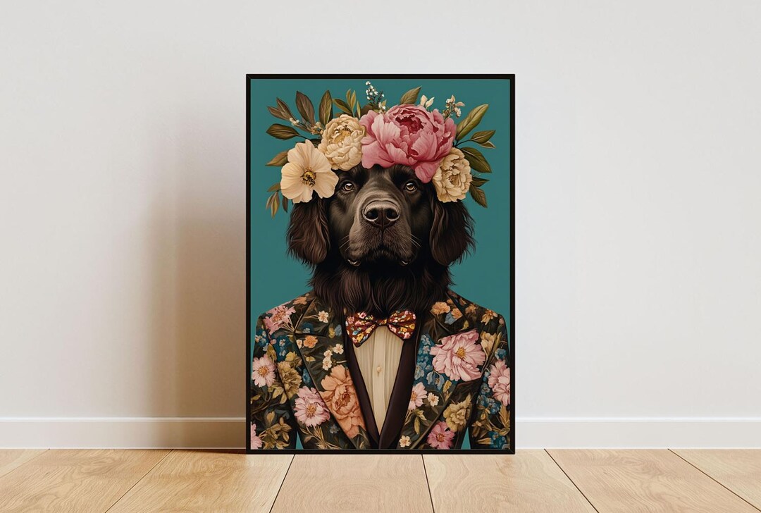 Newfoundland in Suit Poster, Newfoundland Portrait, Newfoundland Oil ...