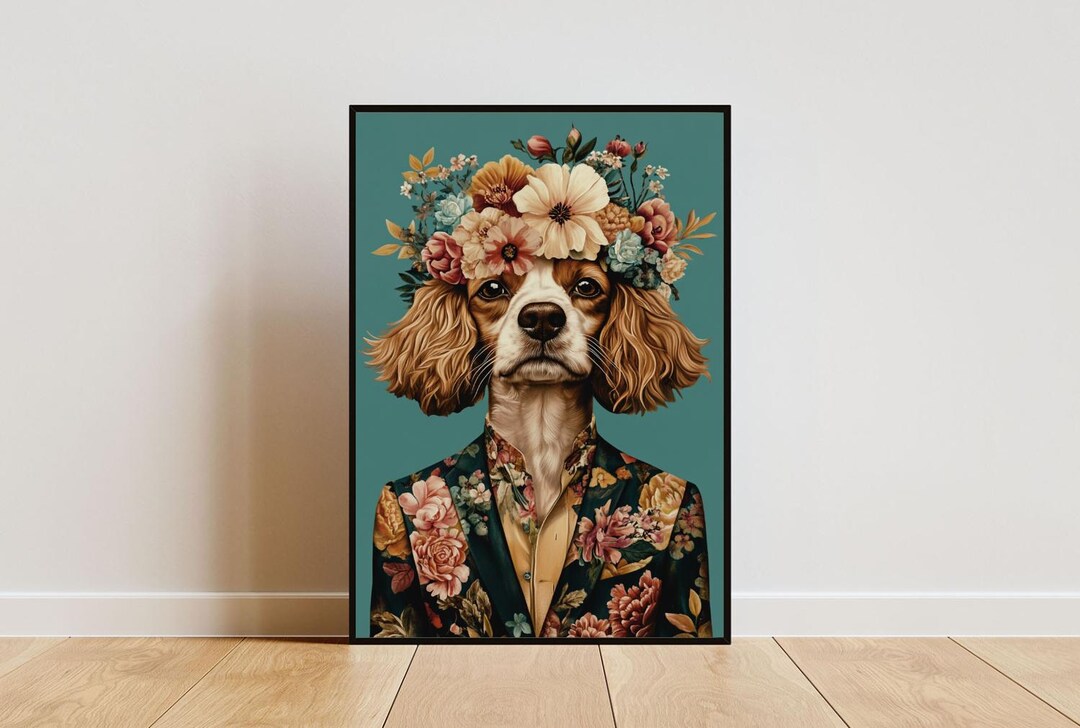 Poster Cavalier King Charles Spaniel en costume, Portrait Cavalier King ...