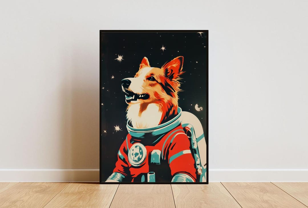 Shetland Sheepdog Astronaut Poster, Shetland Sheepdog Retro Print ...