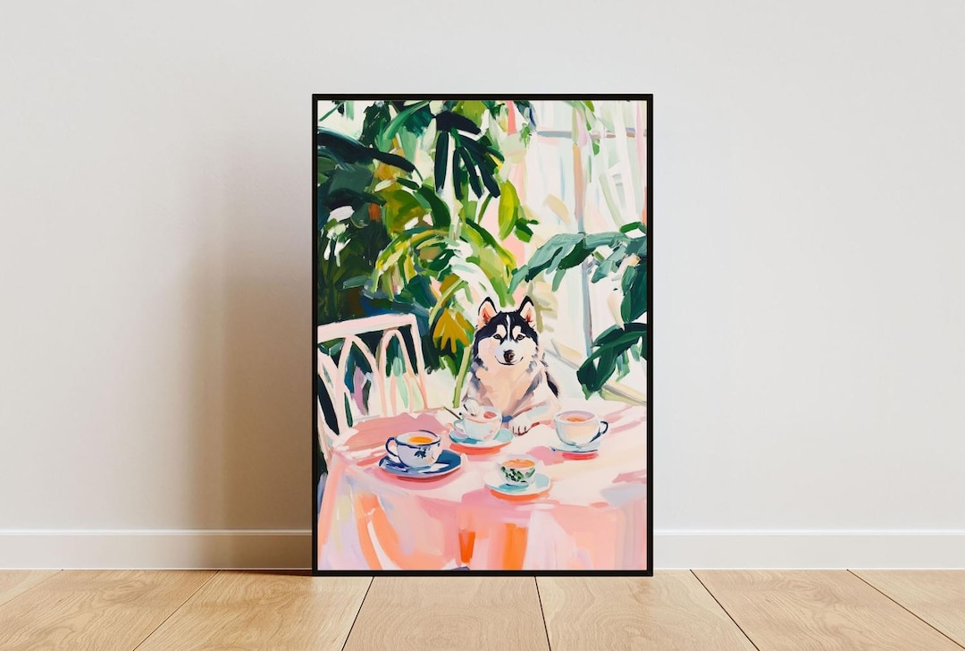 Retro Siberian Husky Poster, Husky Oil Painting, Vintage Husky Poster ...