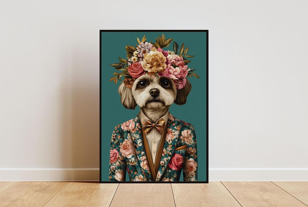 Lhasa Apso in Suit Poster, Lhasa Apso Portrait, Lhasa Apso Oil Painting ...