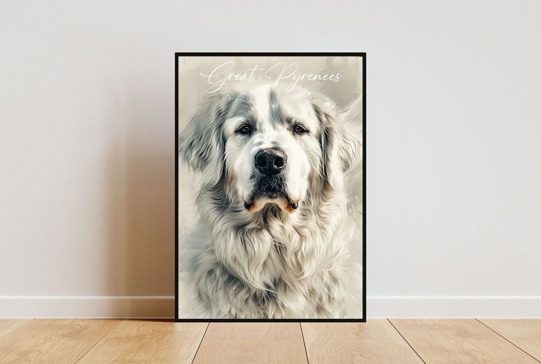 Great Pyrenees Poster, Dog Poster, Great Pyrenees Print, Dog Wall Art ...