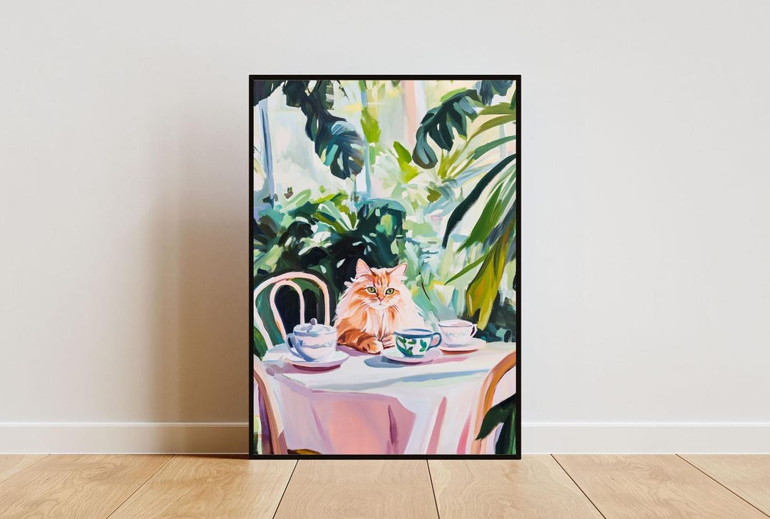 Retro Persian Poster, Persian Oil Painting, Vintage Persian Poster, Cat ...