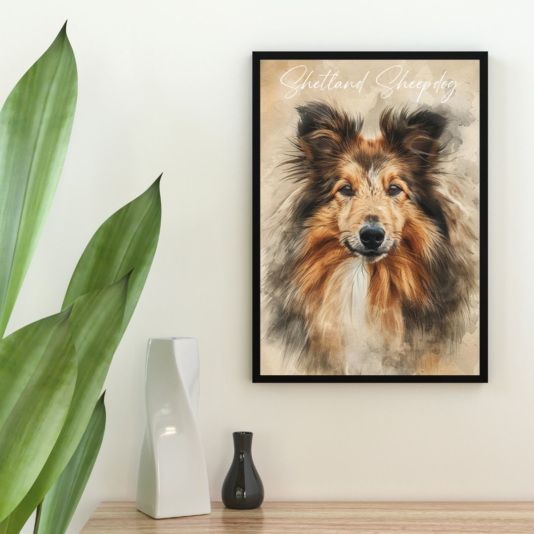 Shetland Sheepdog Poster, Dog Poster, Shetland Sheepdog Print, Dog Wall ...