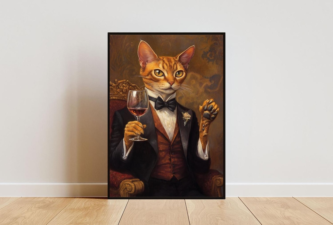 Abyssinian in Tuxedo Poster, Pet Poster, Abyssinian in Suit Print ...