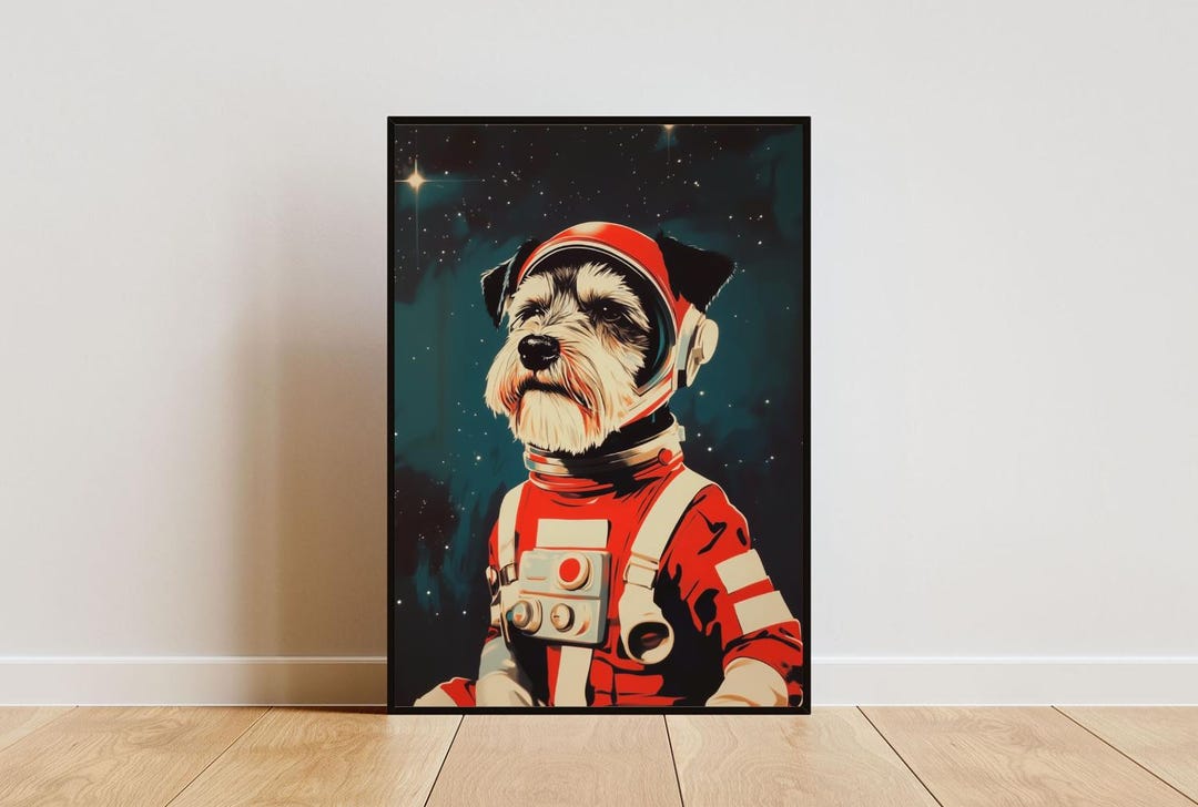 Miniature Schnauzer Astronaut Poster, Miniature Schnauzer Retro Print, Miniature Schnauzer ...