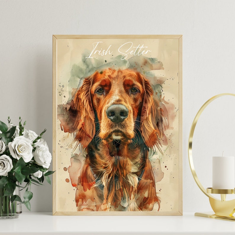 Irish Setter Poster, Dog Poster, Irish Setter Print, Dog Wall Art ...