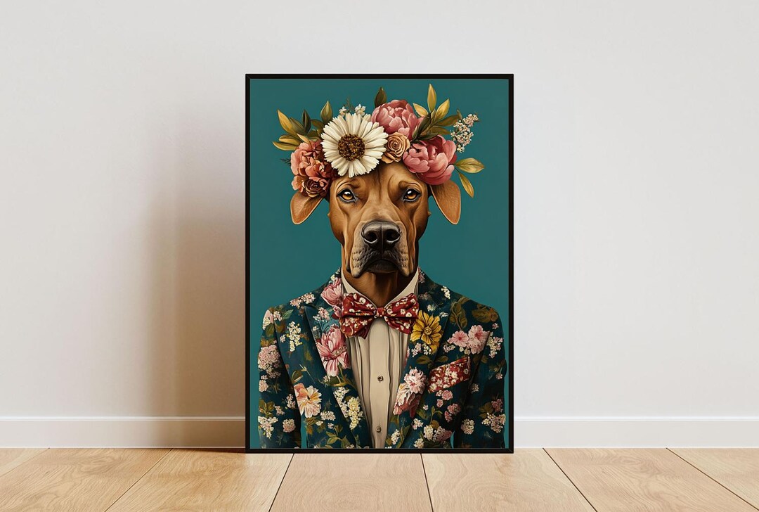 Rhodesian Ridgeback in Suit Poster, Rhodesian Ridgeback Portrait, Oil ...