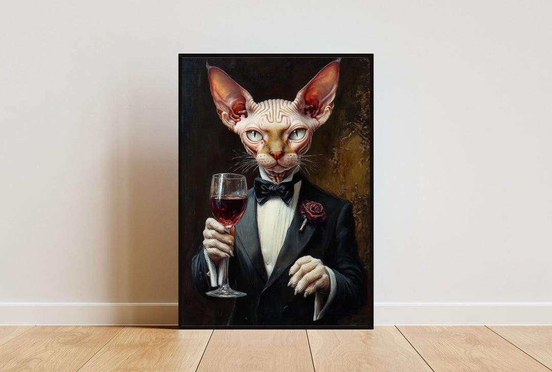 Devon Rex in Tuxedo Poster, Pet Poster, Devon Rex in Suit Print, Devon ...