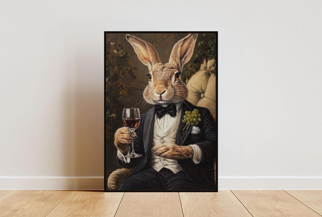 Hare in Tuxedo Poster, Animal Poster, Hare in Suit Print, Hare Portrait ...