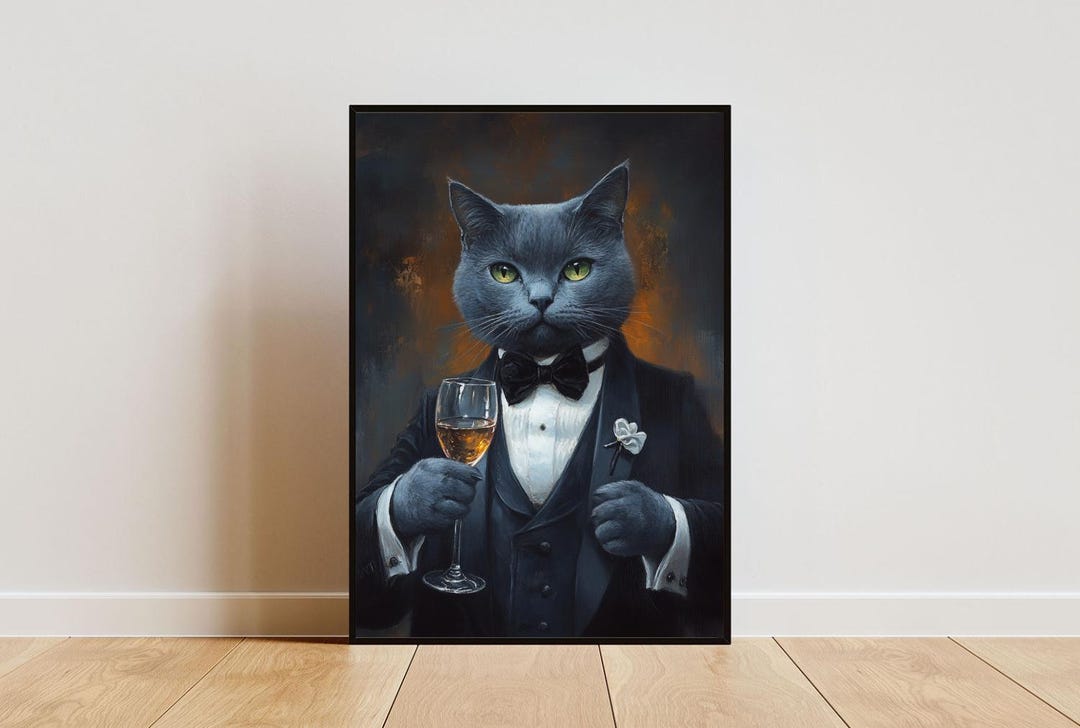Russian Blue in Tuxedo Poster, Poster, Russian Blue in Suit Print ...