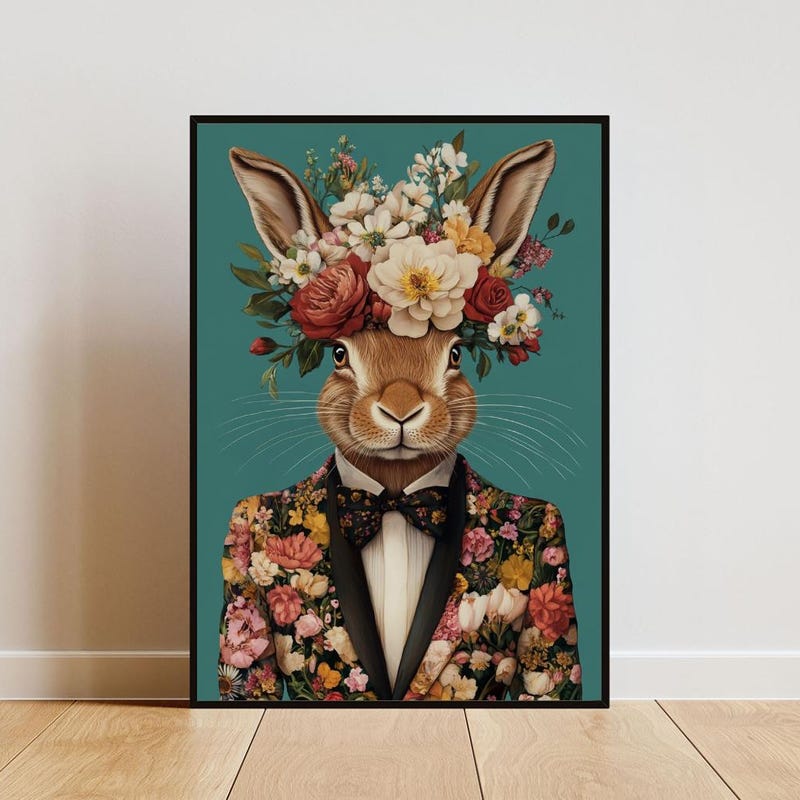 Hare in Suit Painting - Etsy UK