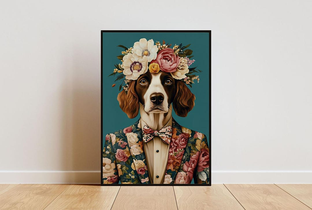 English Springer Spaniel in Suit Poster, Springer Spaniel Portrait ...