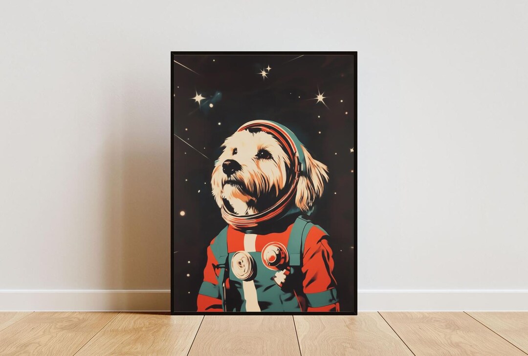 Havanese Astronaut Poster, Havanese Retro Print, Havanese Portrait, Dog Retro Space Poster ...