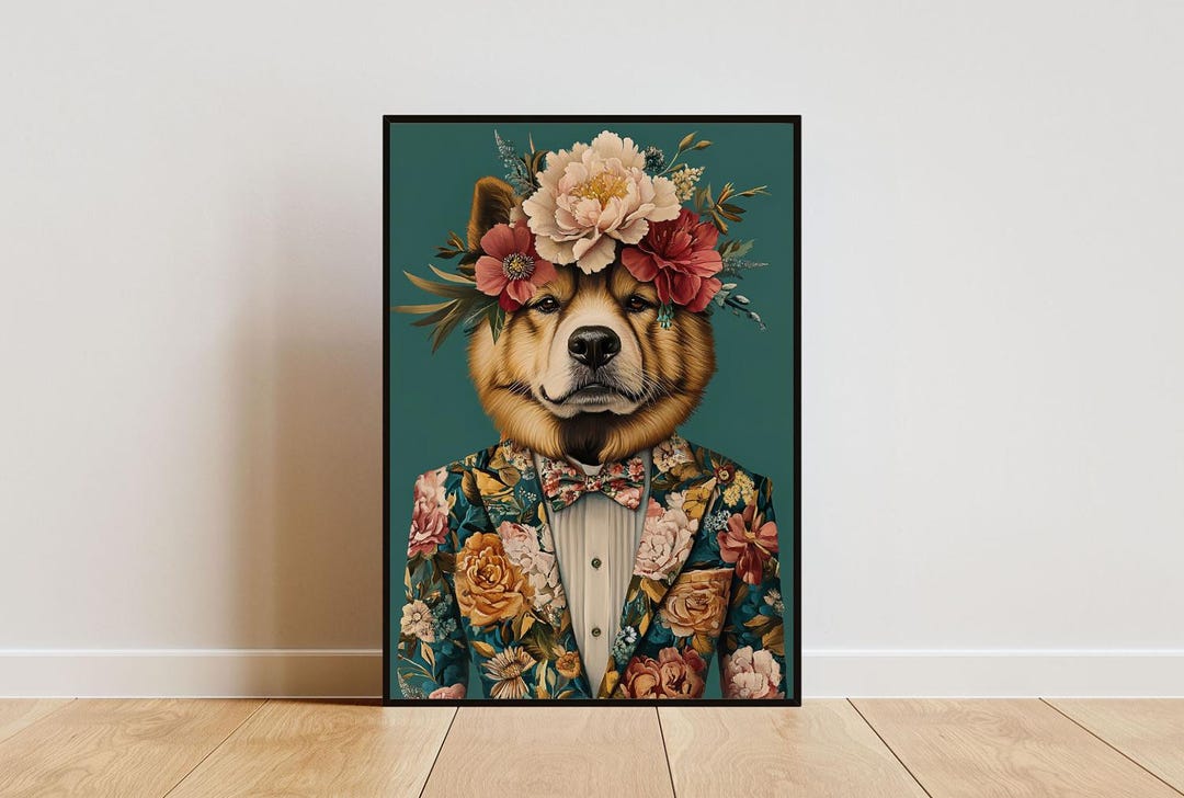 Chow Chow in Suit Poster, Chow Chow Portrait, Chow Chow Oil Painting ...
