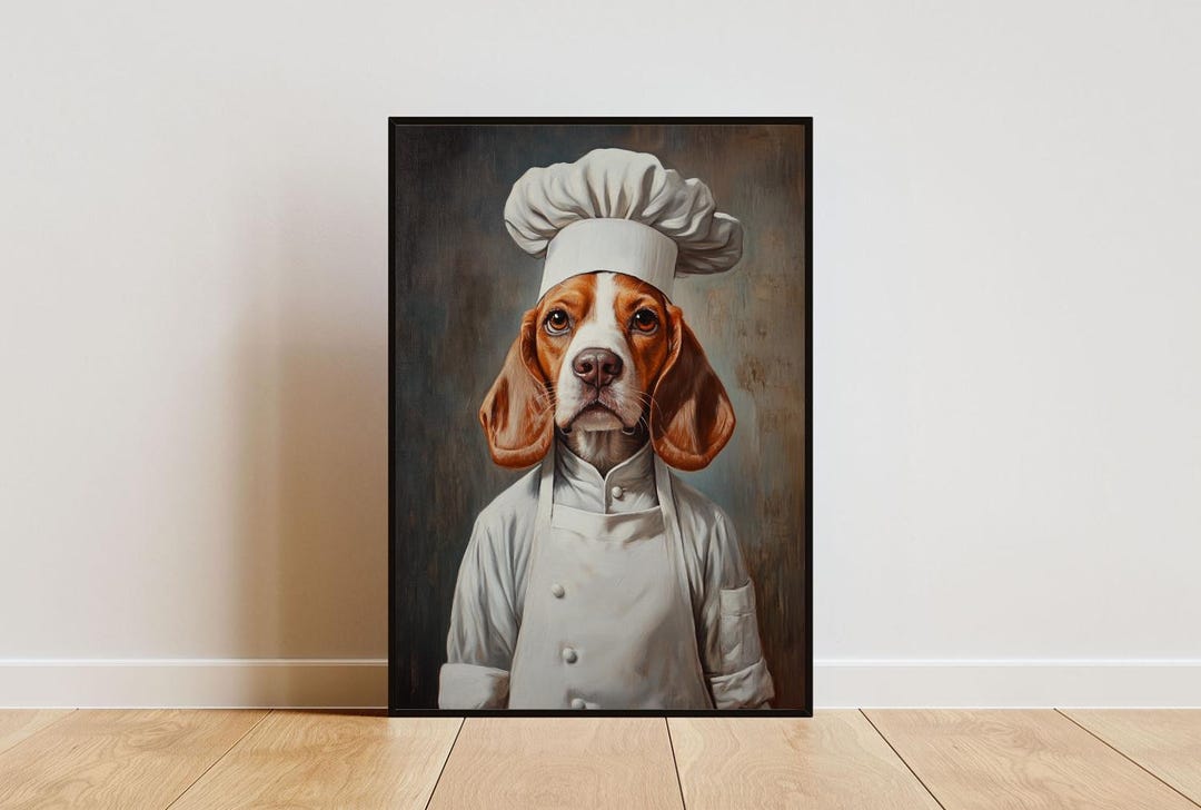 Beagle in Chefs Hat Poster, Pet Poster, Beagle in Apron Print, Funny ...